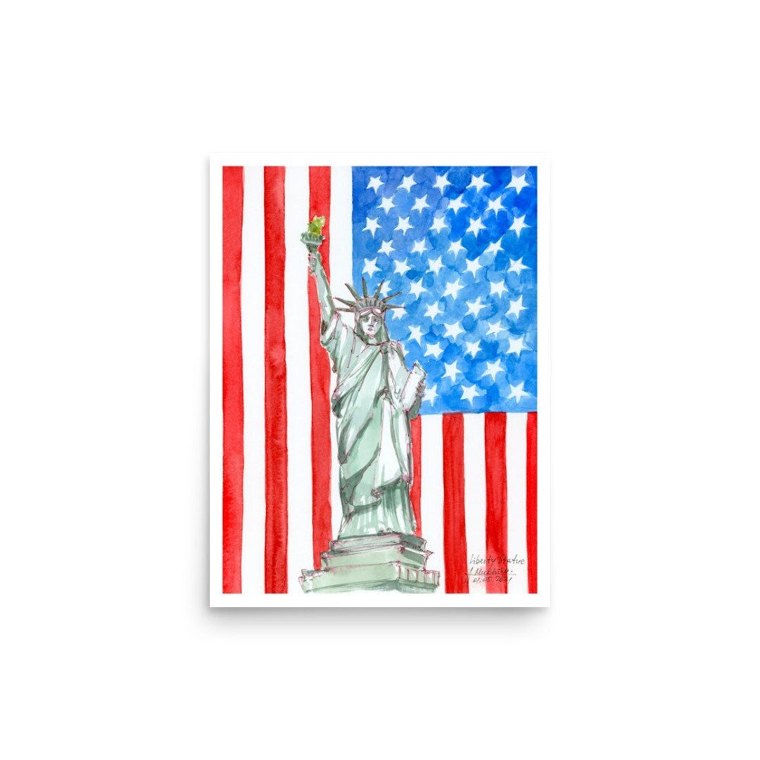 New York City Art Liberty Statue Poster Watercolor Art PRINT From ...