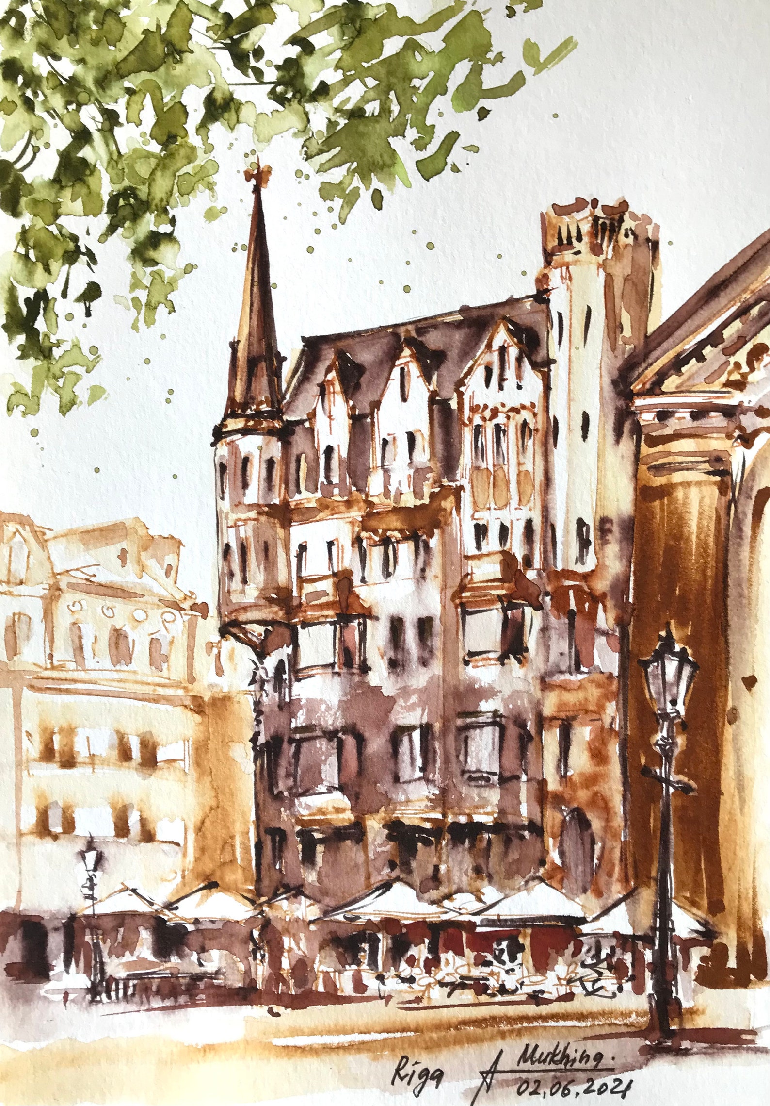 Latvian Art ORIGINAL Painting Riga Painting A4 Size European - Etsy UK