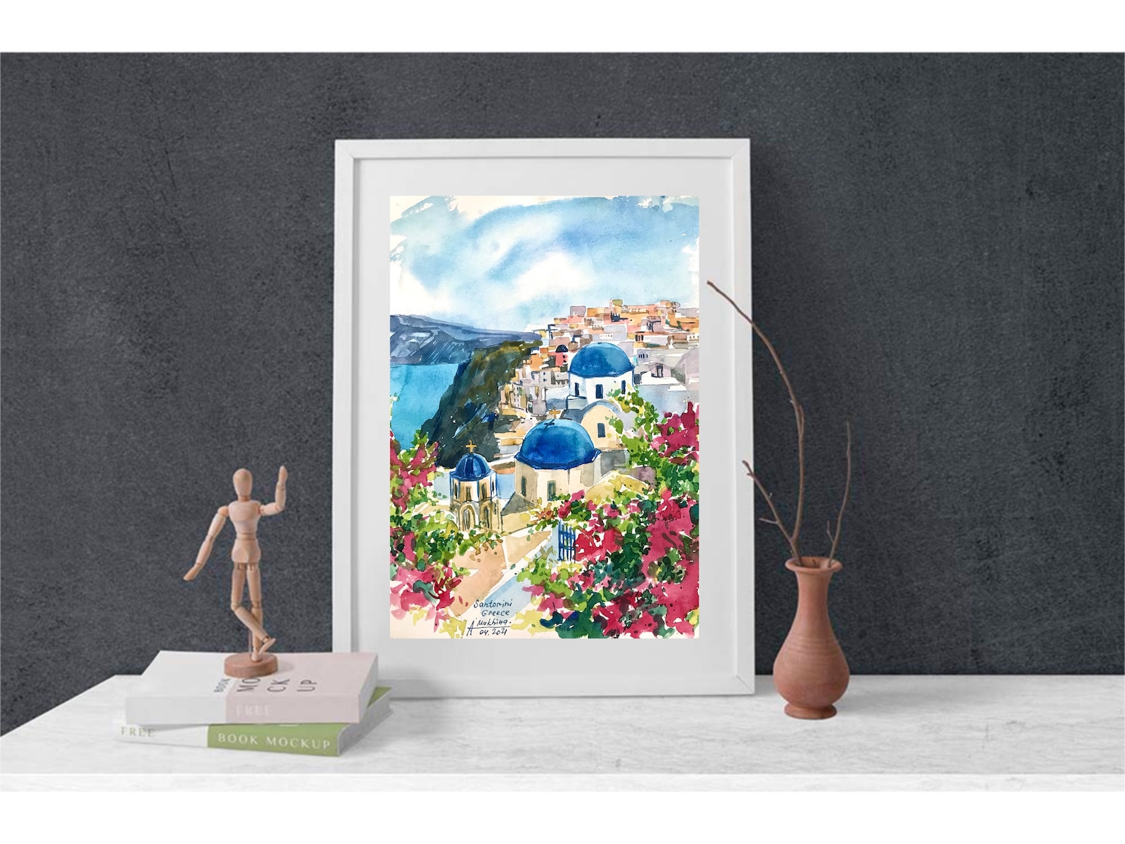 Santorini Watercolor Greece Original Painting MADE TO ORDER Travel ...