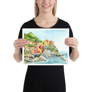 Cinque Terre Italy Poster Manarola Art Watercolor Print From Original ...