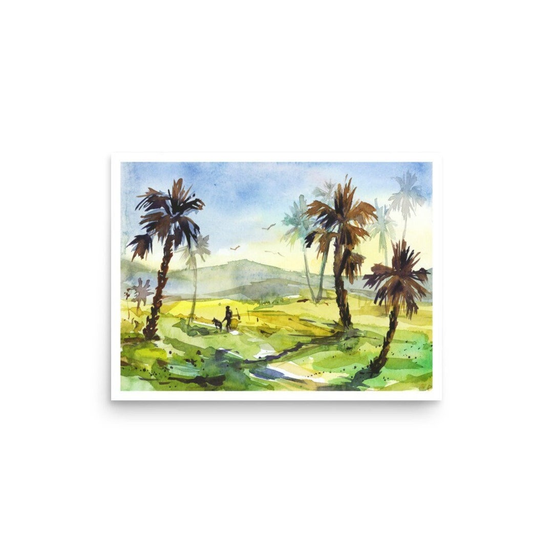 Indian Art Print South India Landscape Poster Rajasthani Farm Land ...
