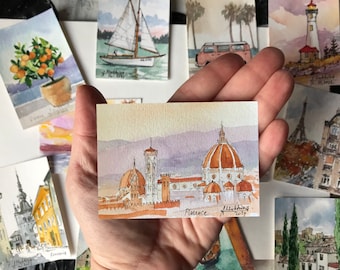 Paris Art ACEO Painting Original Watercolor France Eiffel Tower ...