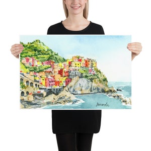 Cinque Terre Italy Poster Manarola Art Watercolor Print From Original ...