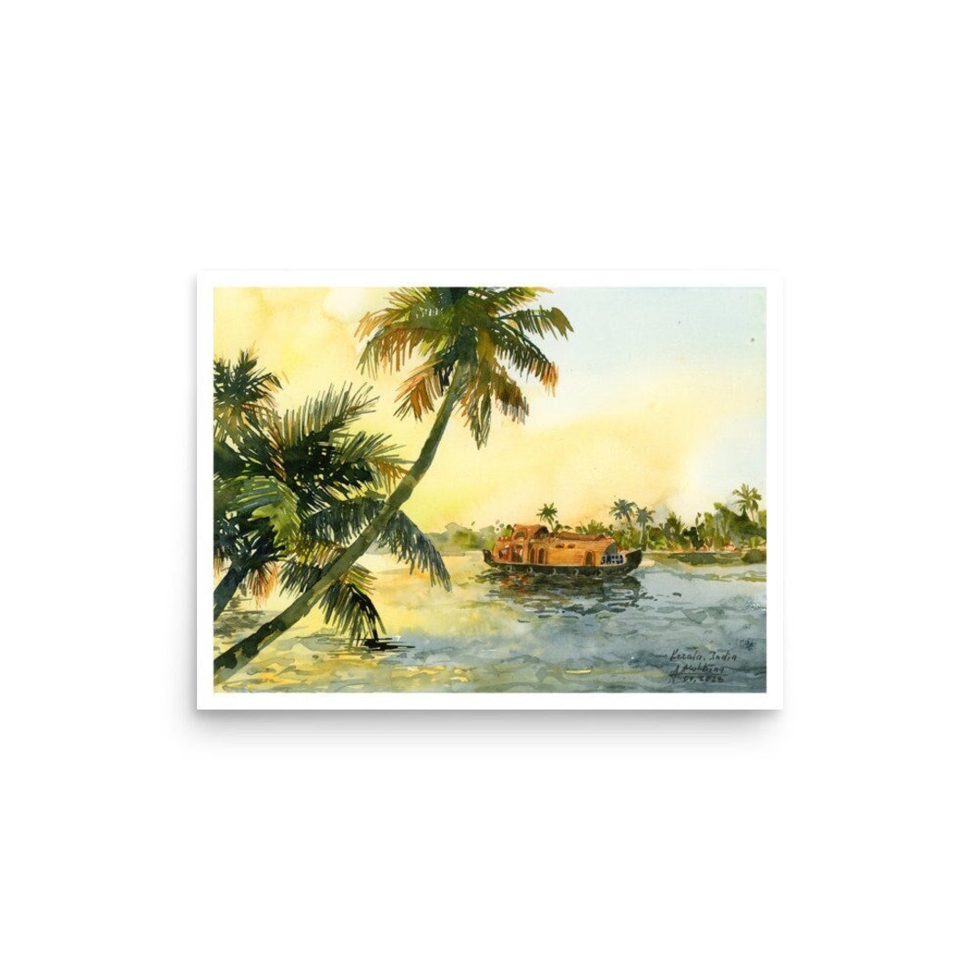 Kerala Backwaters Art PRINT Kerala Sunset South India Poster From ...