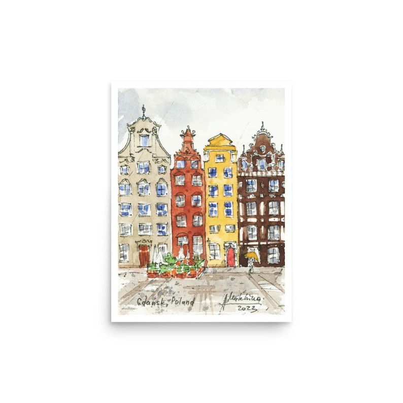 Gdansk Art Print Poland Watercolor Wall Art Poster From Original ...