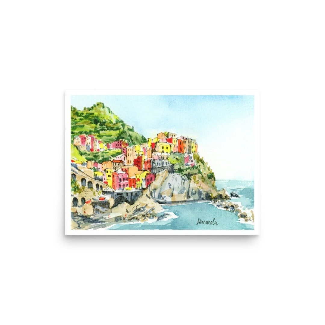 Cinque Terre Italy Poster Manarola Art Watercolor Print From Original ...