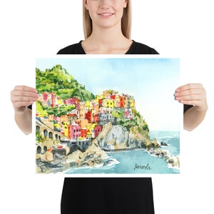 Cinque Terre Italy Poster Manarola Art Watercolor Print From Original ...