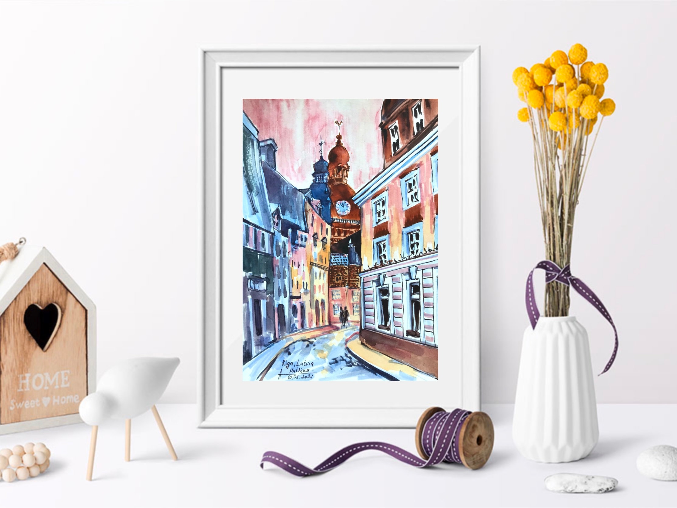 Riga Painting Latvian Art Original Drawing Markers and - Etsy