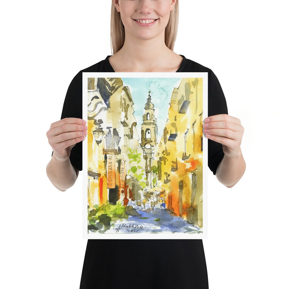 Sicily Poster Italy Art PRINT From Original Hand Painted Watercolor ...