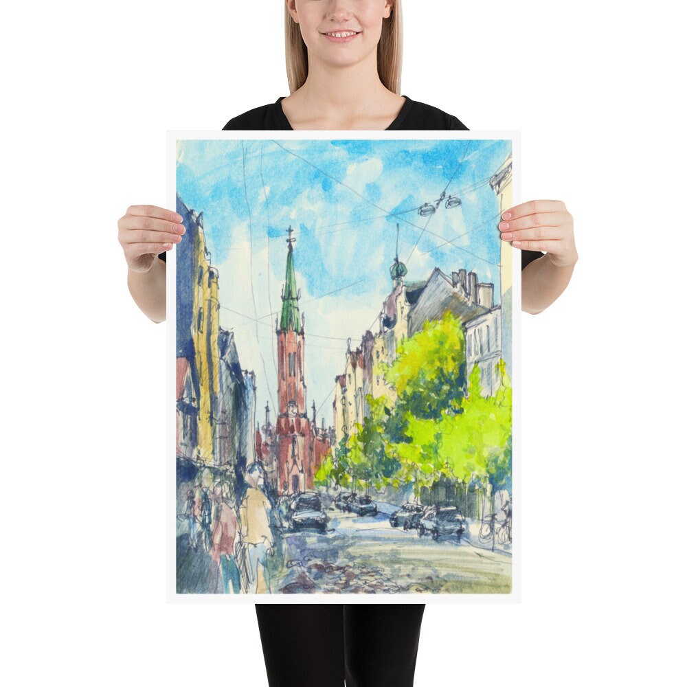 Latvian Art Print Riga Poster From Original Watercolor Painting by ...