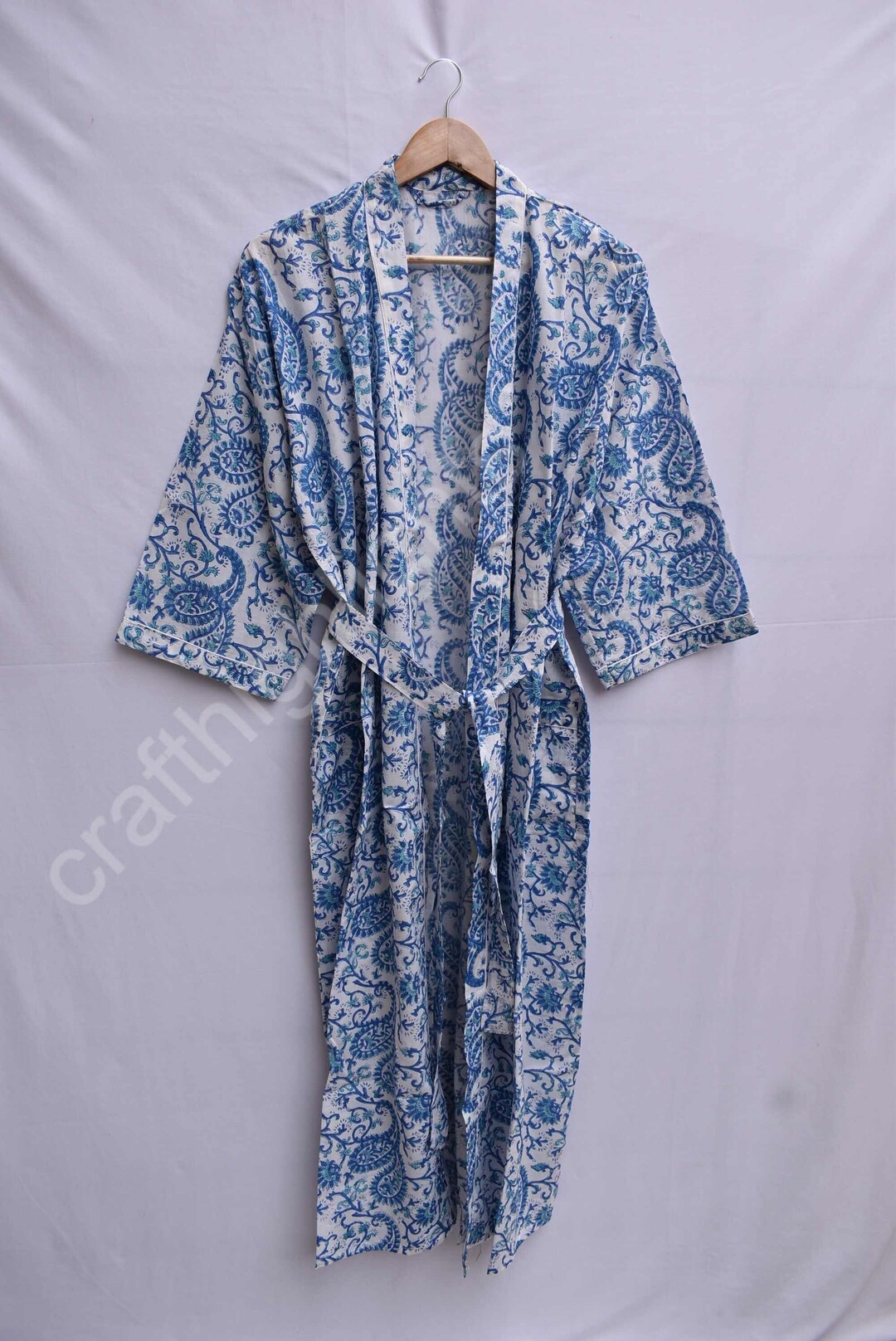 Hand Block Printed Cotton Kimono, Beautiful Cotton Kimono Dress, Bath ...