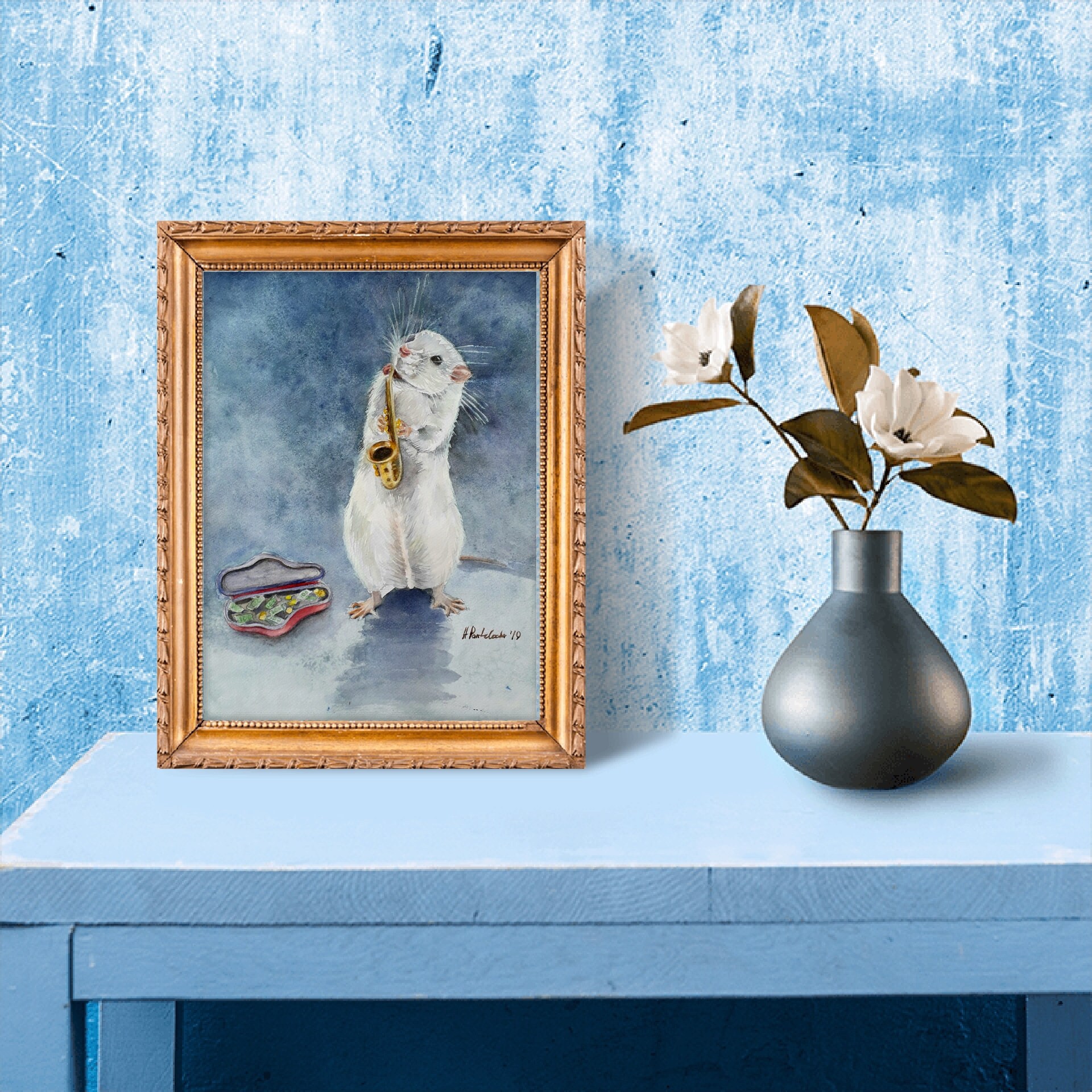 White Rat Watercolor Painting, Rat Original Art, Animal Painting, Mouse ...