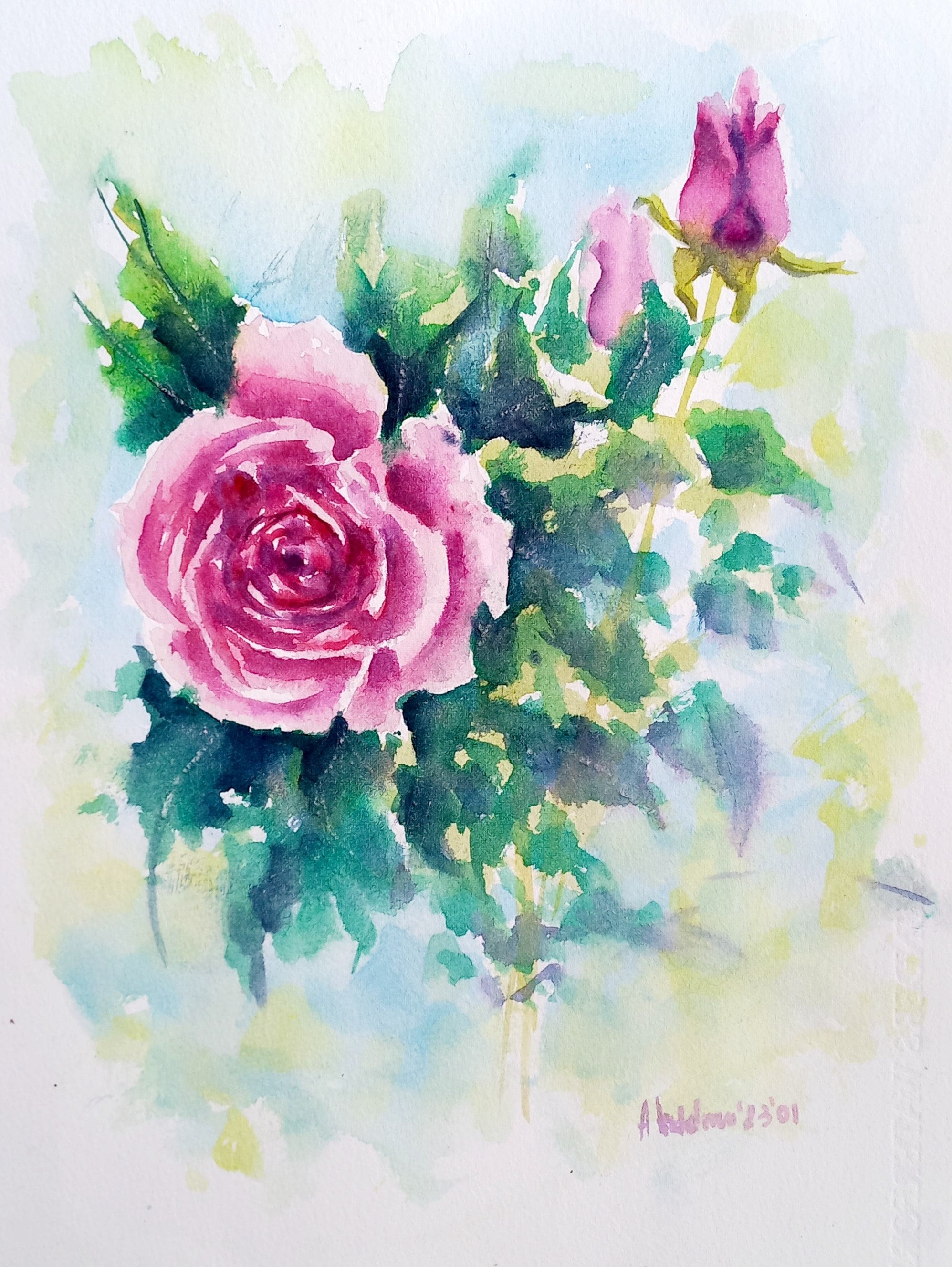 Pink Roses Original Watercolor Paintingroses Artworkfloral - Etsy