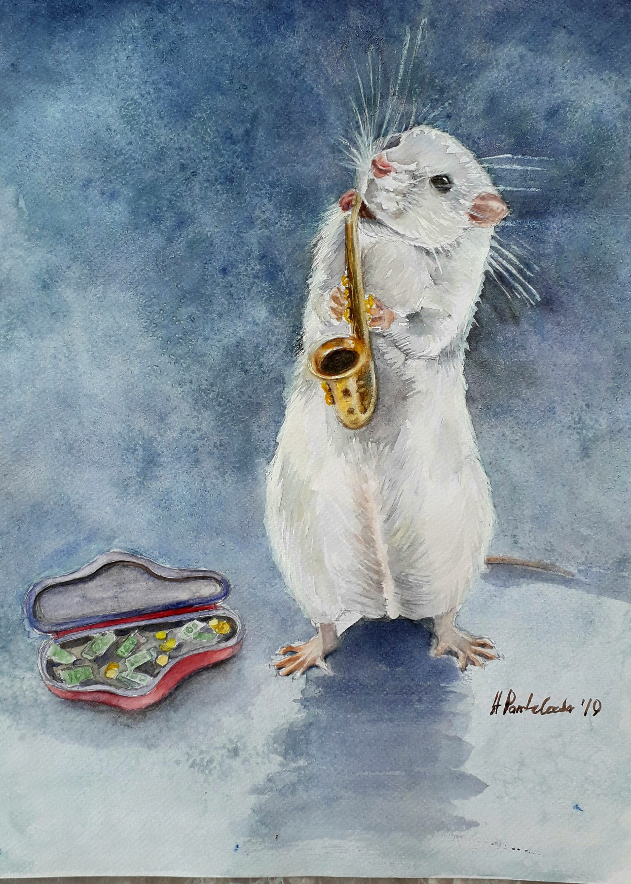 White Rat Watercolor Painting, Rat Original Art, Animal Painting, Mouse ...