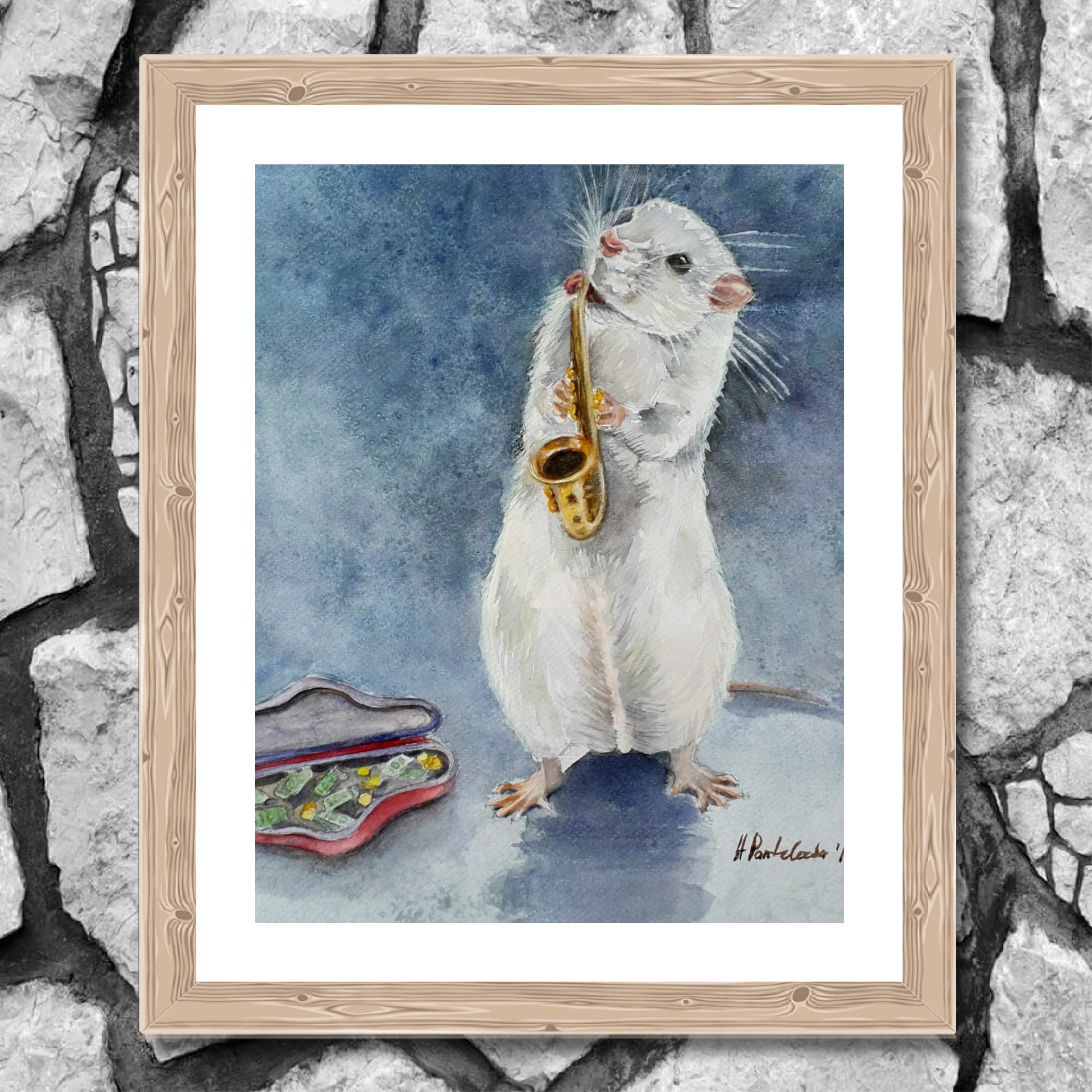 White Rat Watercolor Painting, Rat Original Art, Animal Painting, Mouse ...