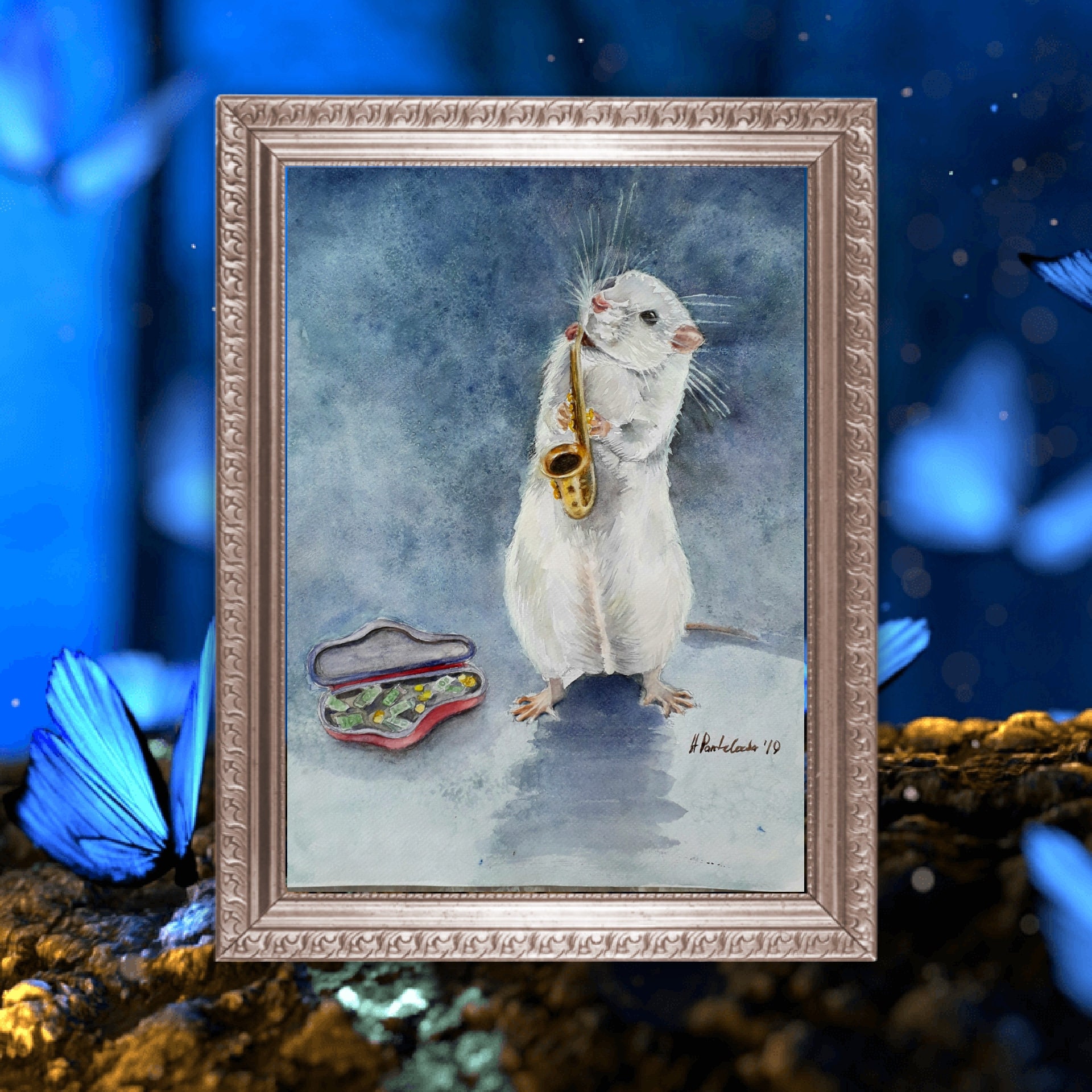 White Rat Watercolor Painting, Rat Original Art, Animal Painting, Mouse ...