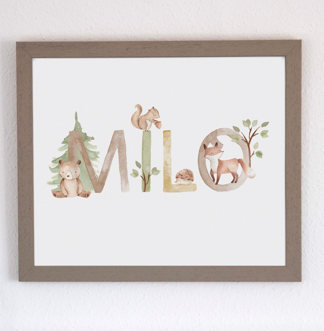 Personalized Birth Poster MILO Model for Child and Baby Frame Forest ...