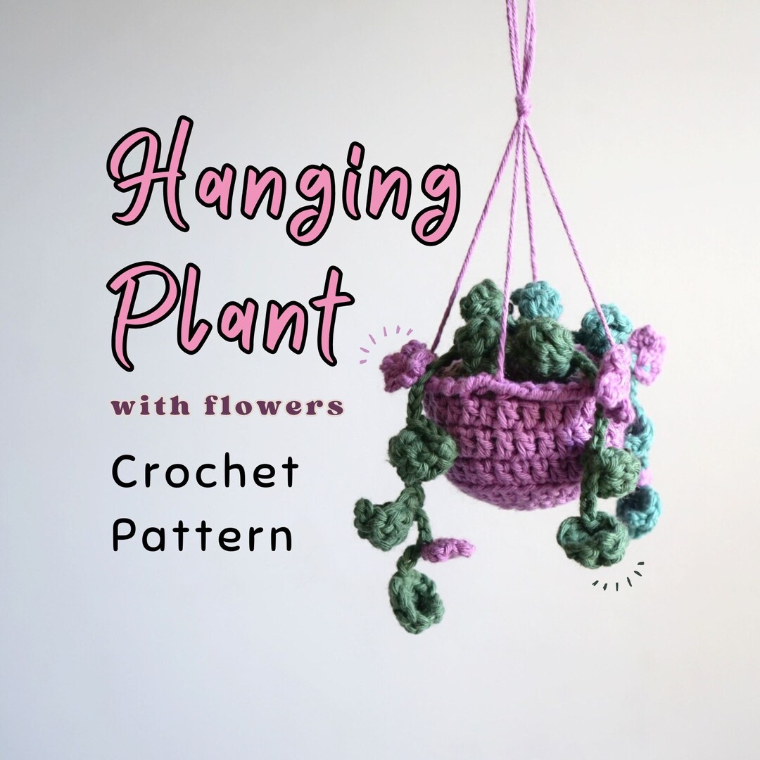Crochet Car Hanging Plant With Flowers - Simplified Crochet Pattern - Etsy
