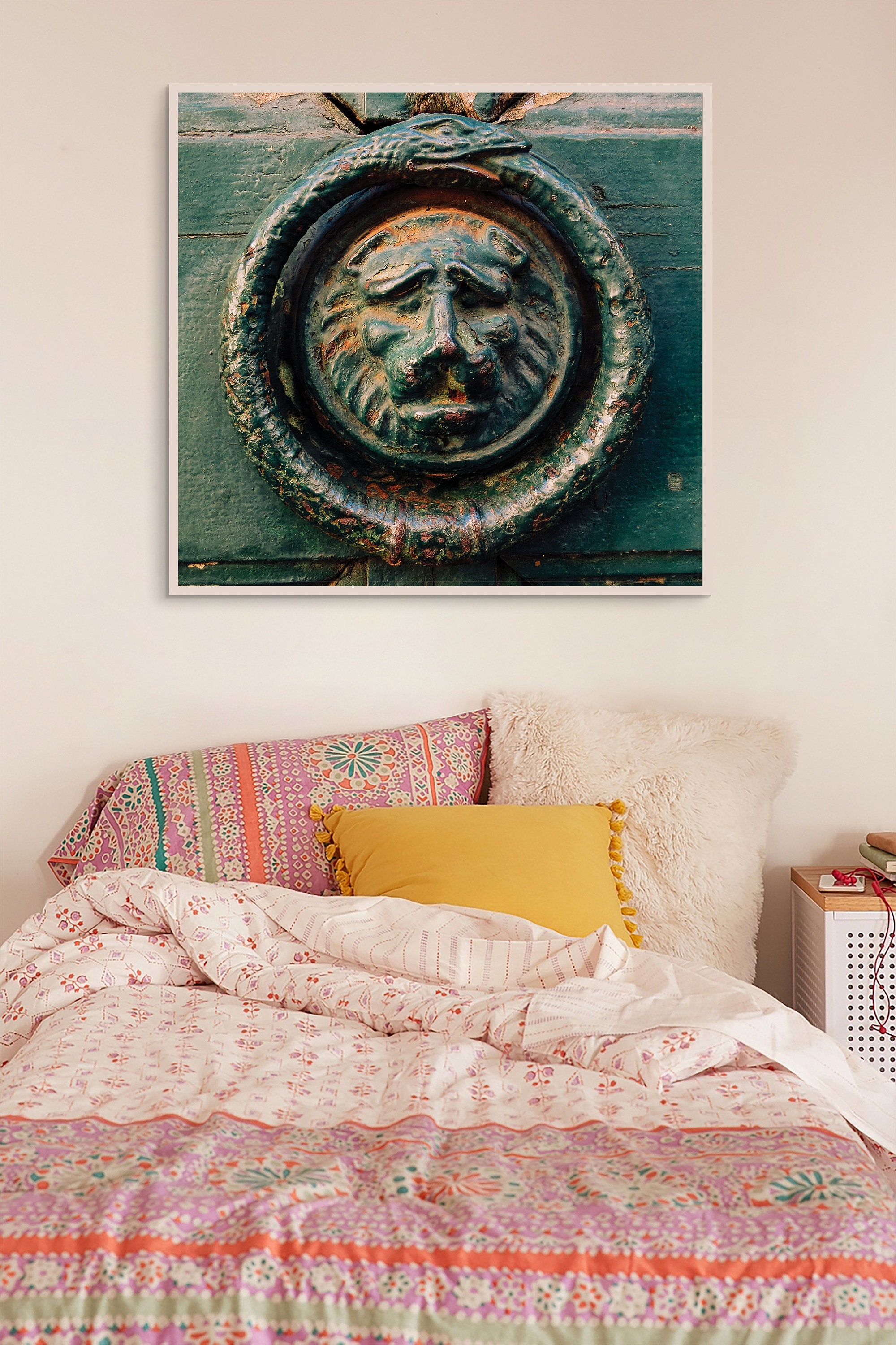 Printable Wall Art, Ouroboros Antique Door Knocker, Snake and Lion ...