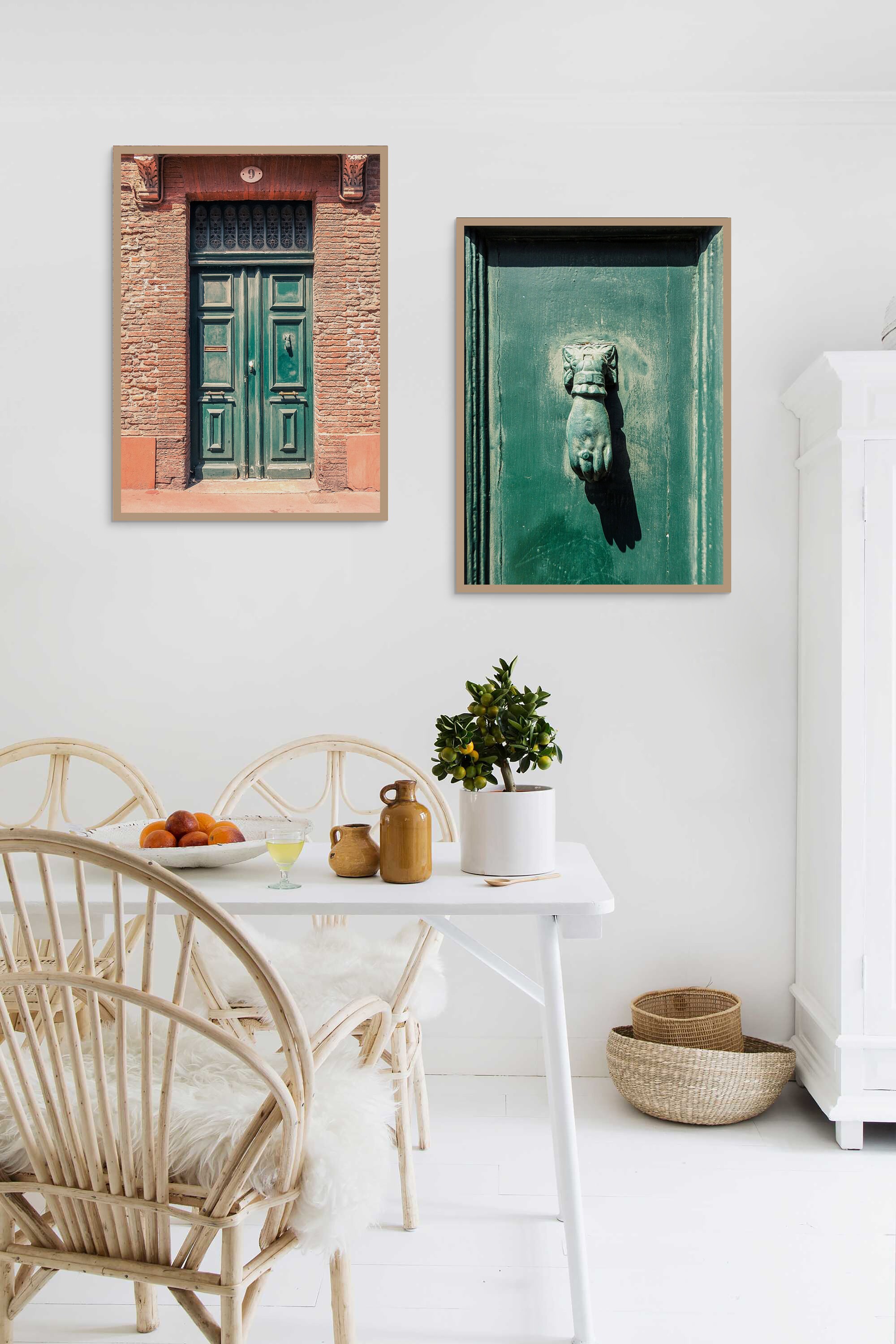 Set of 2 Downloadable Prints, Green Vintage Door Wall Art, France Urban ...