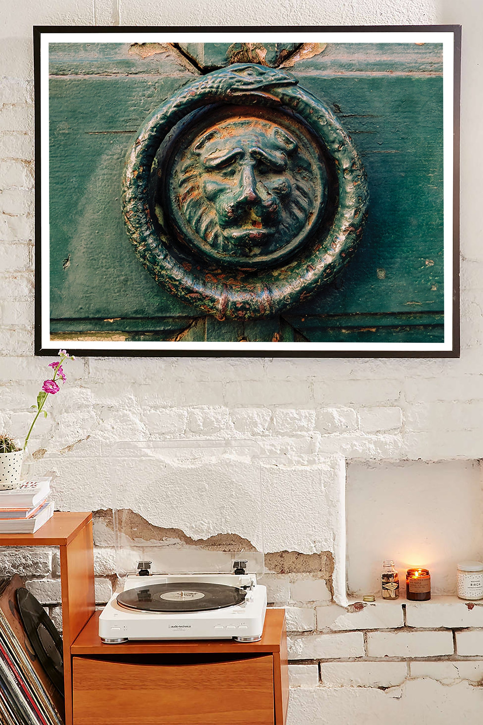 Printable Wall Art, Ouroboros Antique Door Knocker, Snake and Lion ...