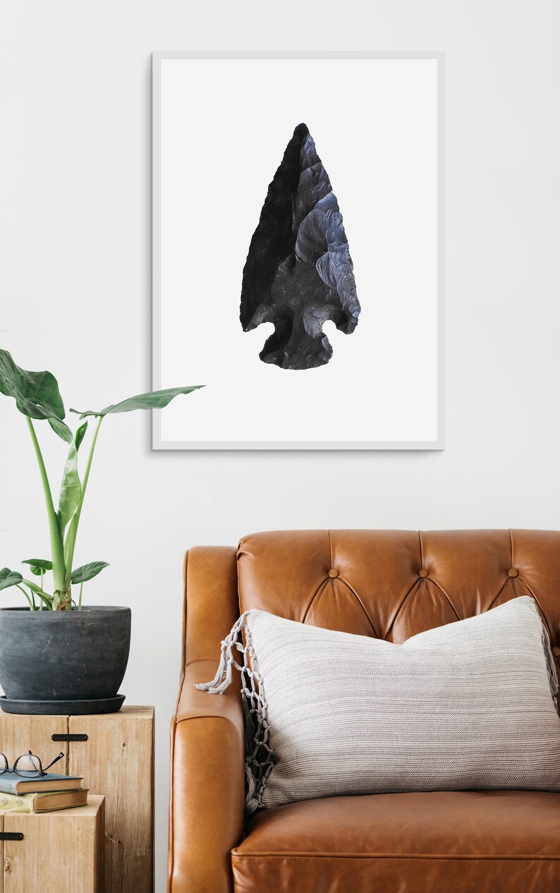 Obsidian Arrowhead Print, Printable Wall Art, Native American Decor ...