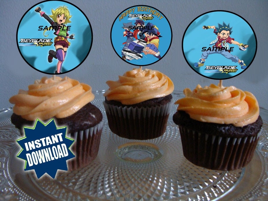 Cupcake Topper. Happy Birthday Party. BEYBLADE. ONLY!!! Digital ...