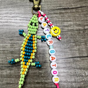 Beaded Alligator Keychain: 'later Gator' Bag Charm With Smiley Face - Etsy