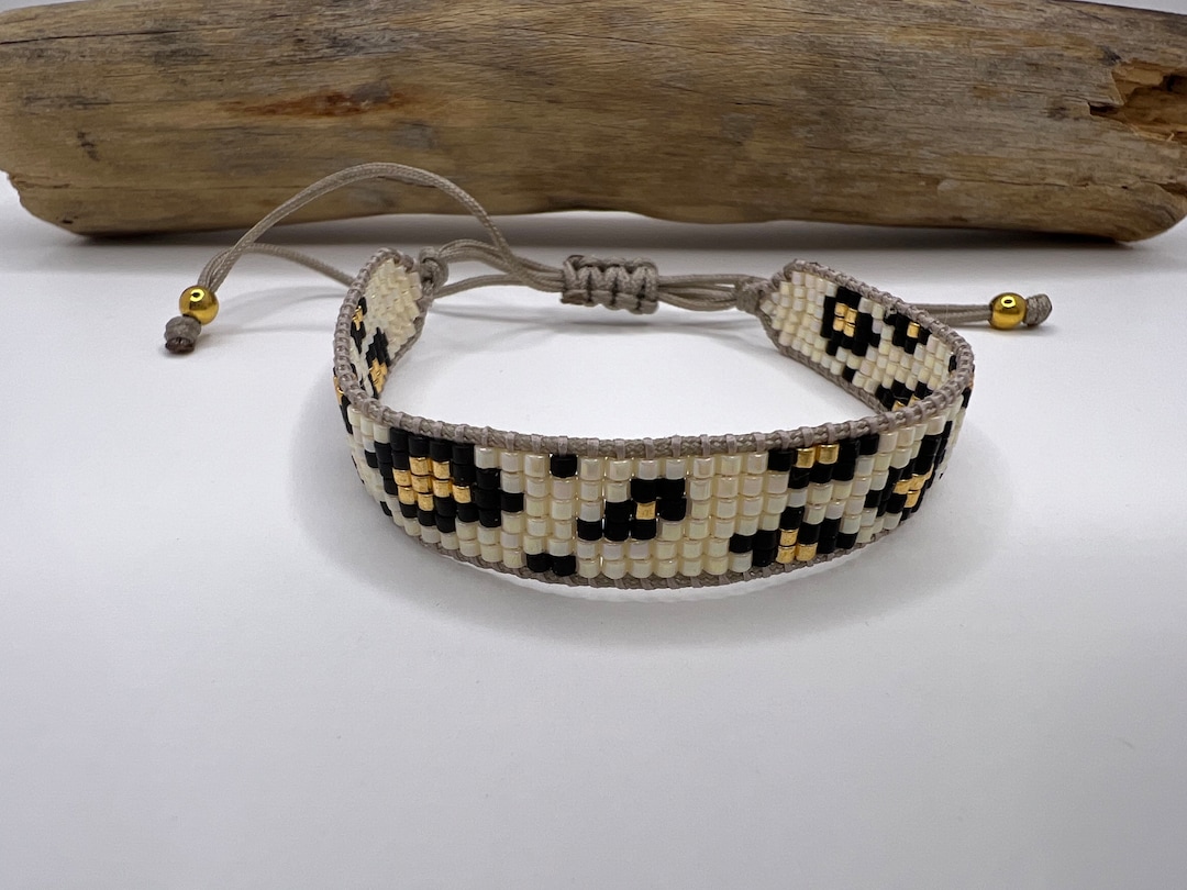 Leopard Print Miyuki Seed Bead Bracelet: Adjustable Boho Jewelry - Etsy