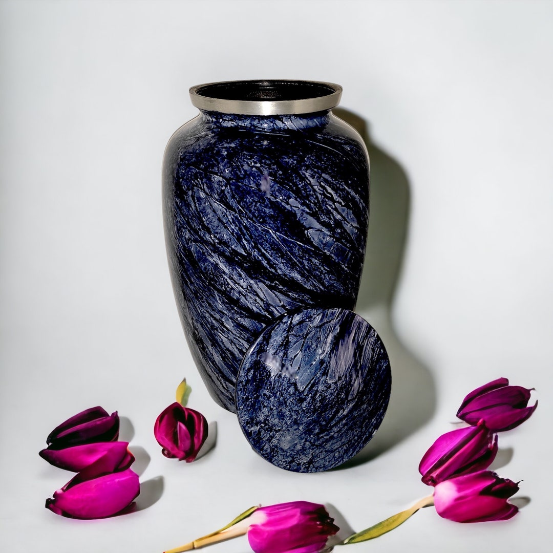 Akanksha Arts Cremation Urn, Burial Urn. Blue Wave Design. Large Size ...