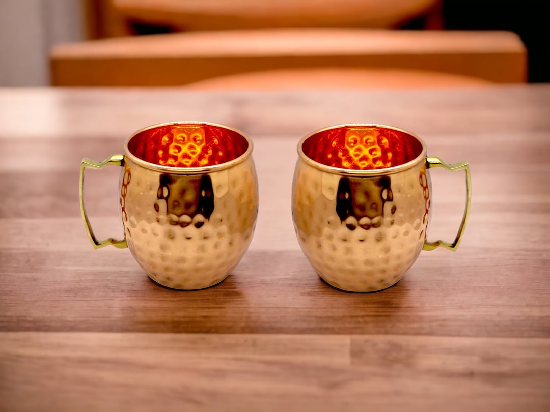 AKANKSHA ARTS Moscow Mule Mug Made of Copper, Brass Handle 400 ML ...