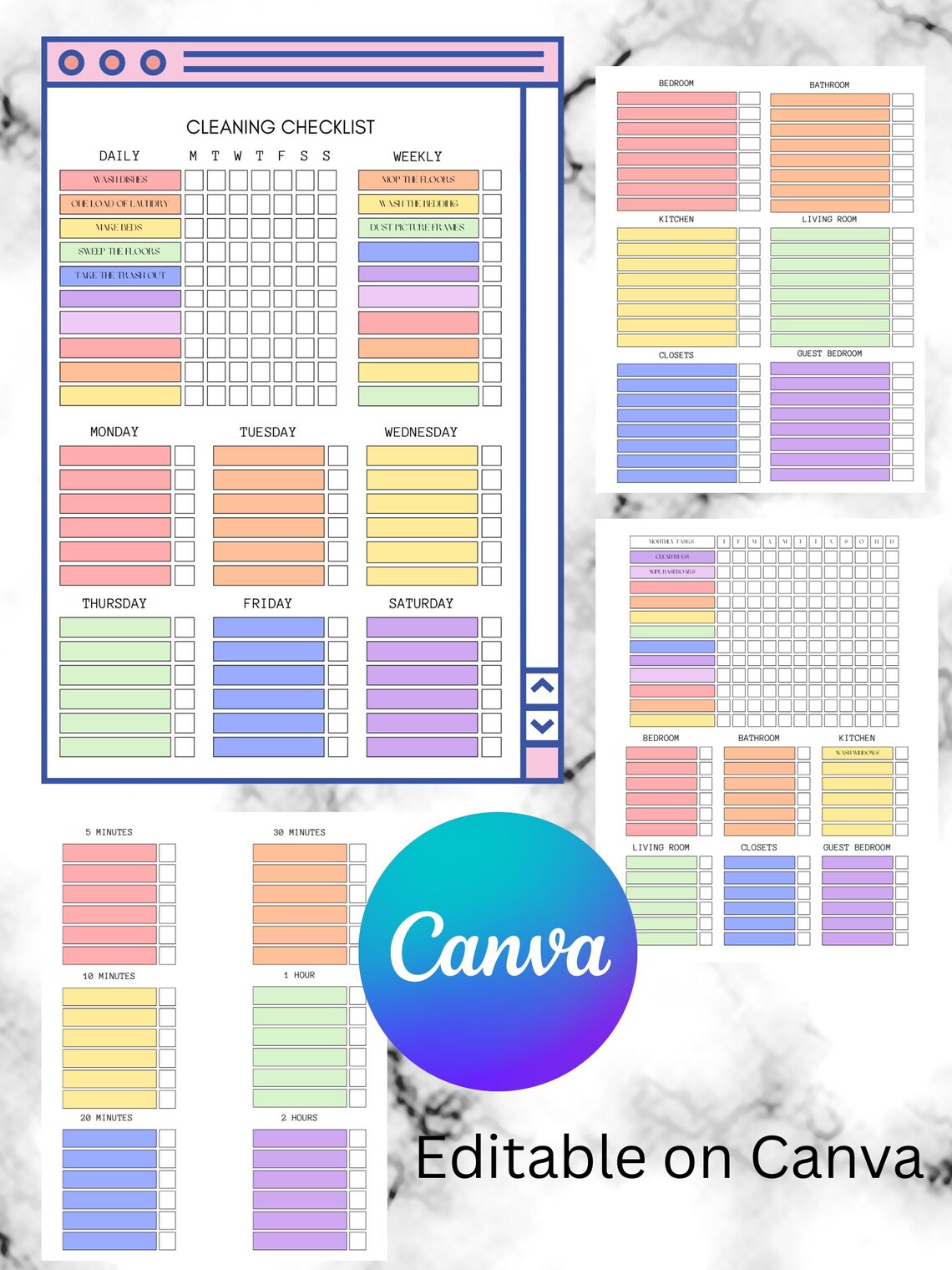 EDITABLE Cleaning Charts - Etsy