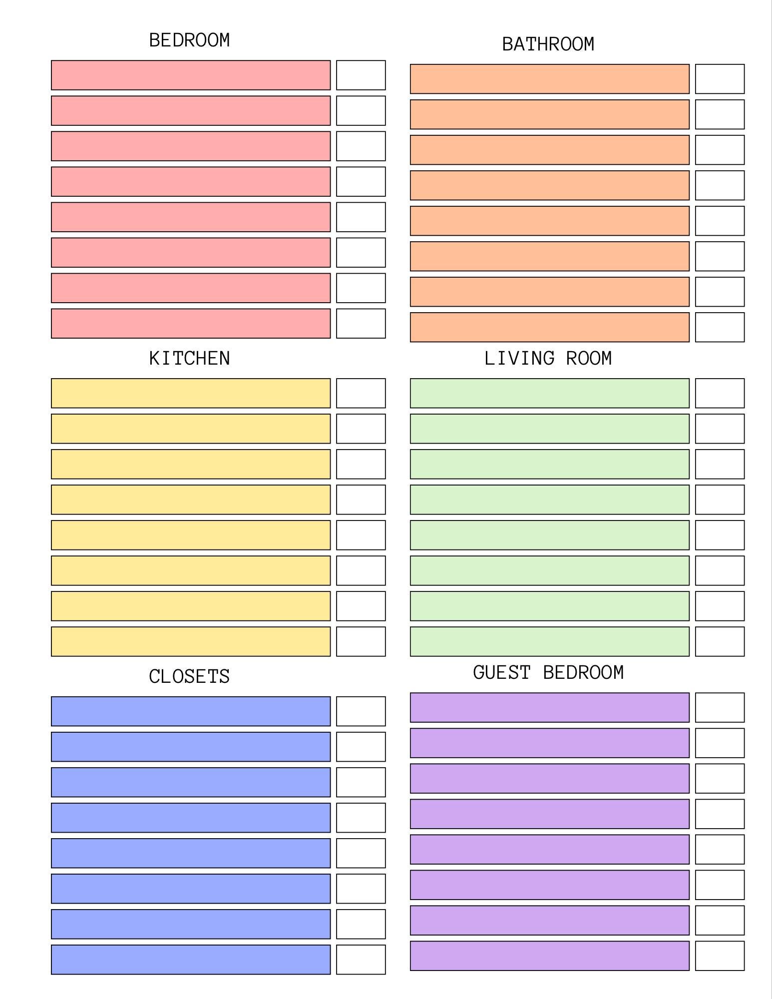 EDITABLE Cleaning Charts - Etsy