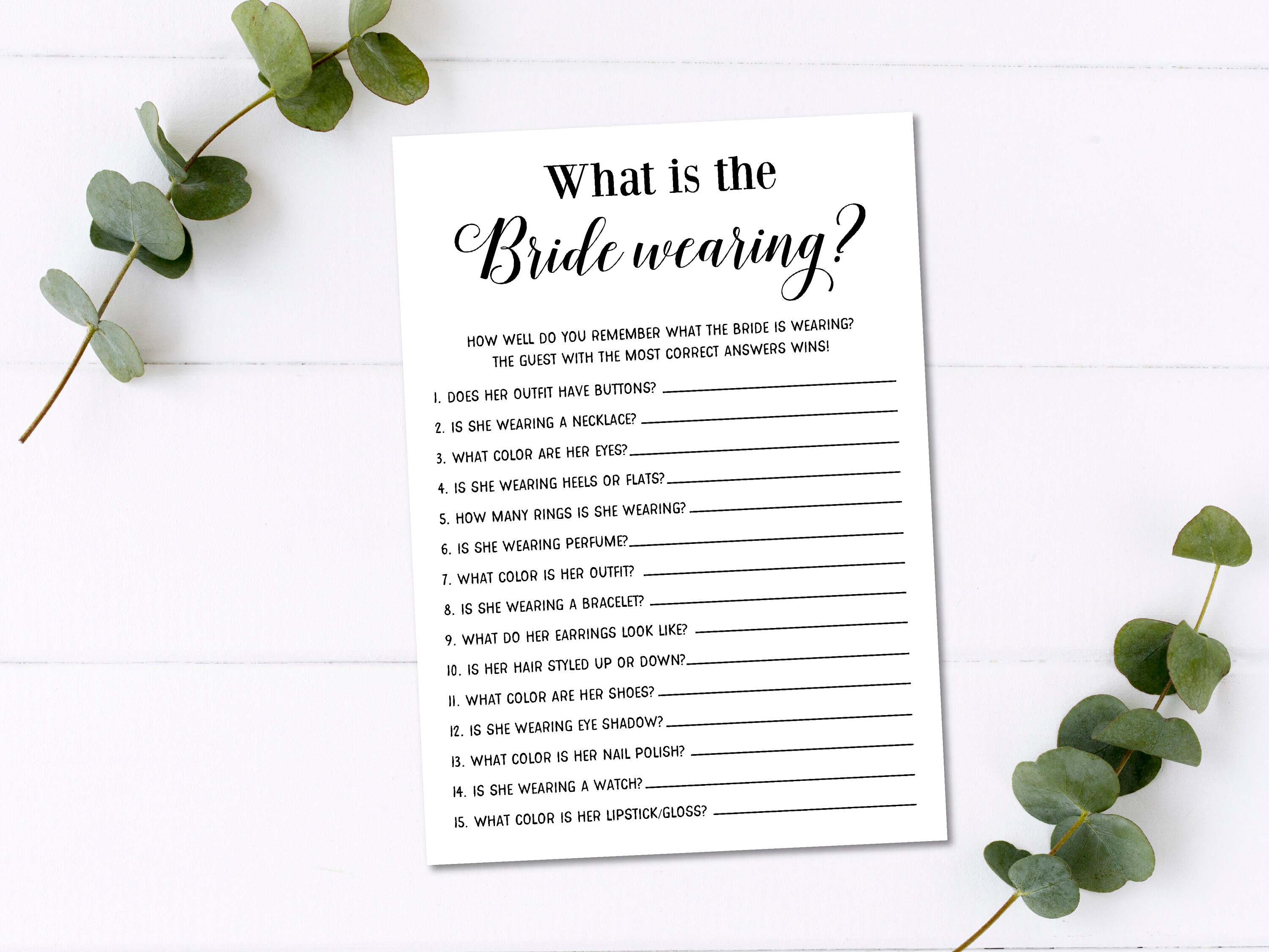 What is the Bride Wearing Printable Bridal Shower Games Kraft - Etsy
