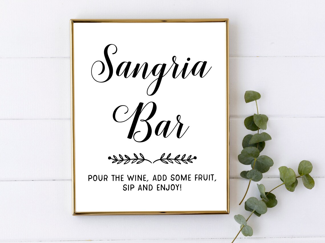 Sangria Bar Sign Printable Wedding Sign Bridal Shower Sign - Etsy