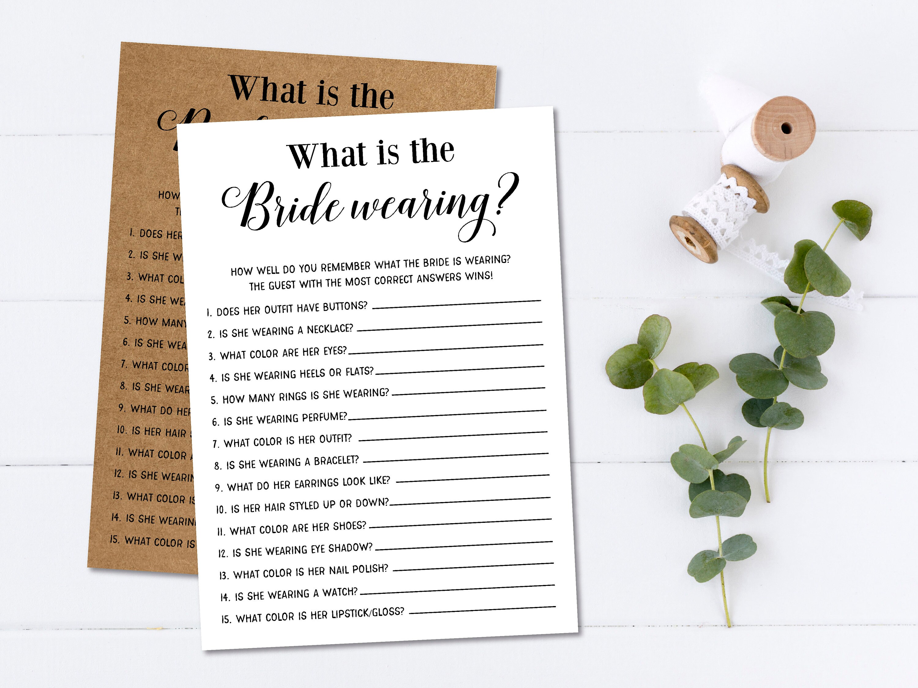 What is the Bride Wearing Printable Bridal Shower Games Kraft - Etsy