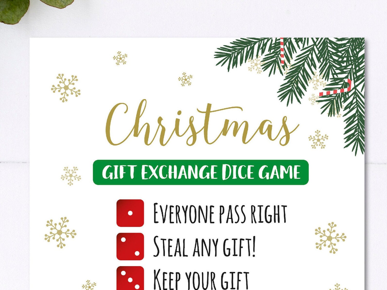 Christmas Gift Exchange Dice Game, INSTANT DOWNLOAD, Christmas ...