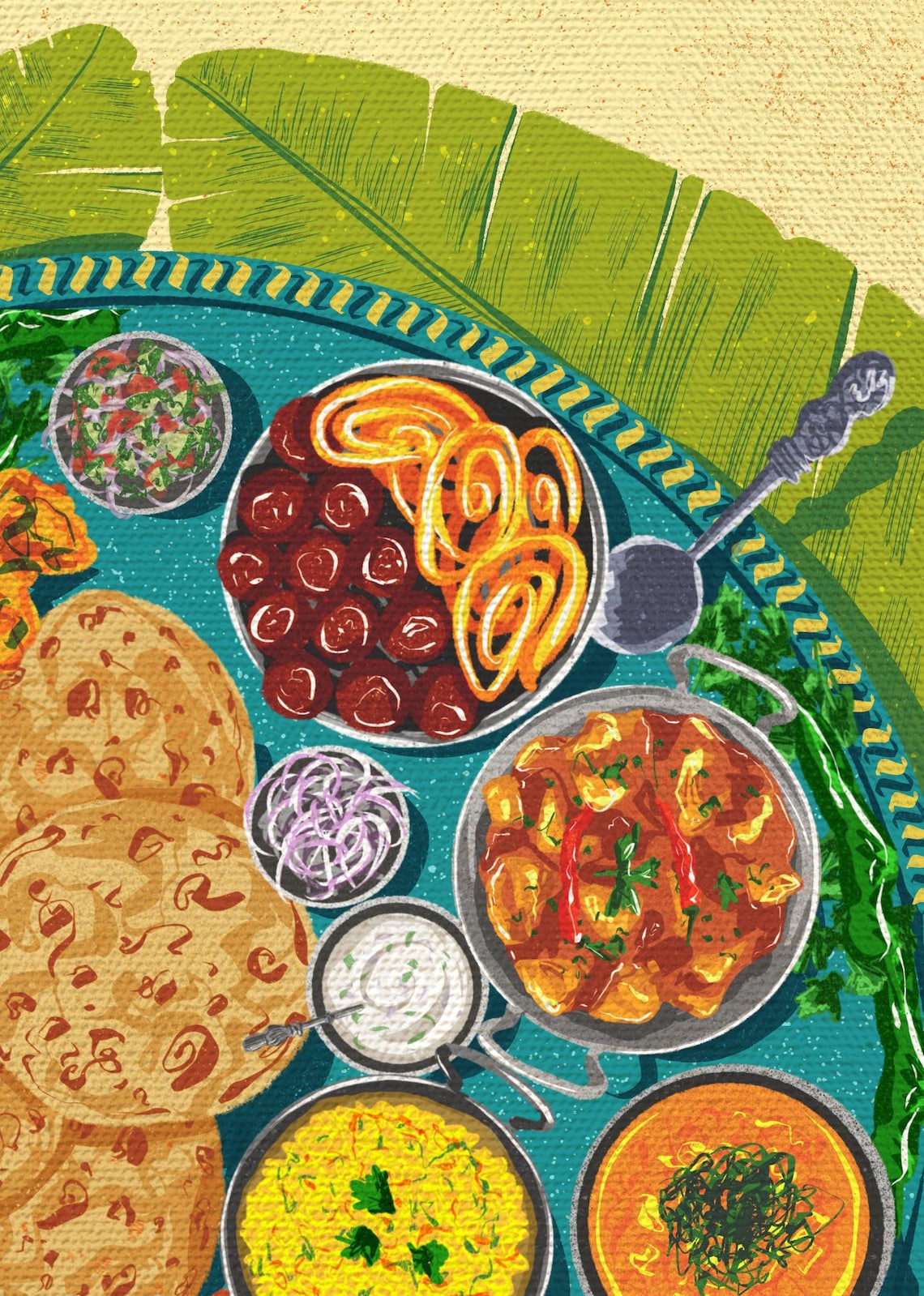 Indian food print India wall art Indian food gift Food | Etsy