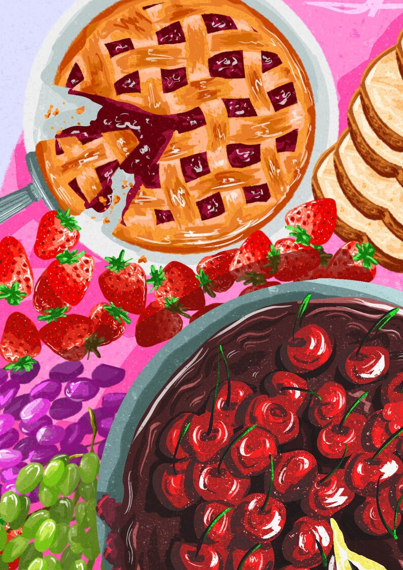 Feast Food Print Food Illustration Wall Art Dining Room - Etsy