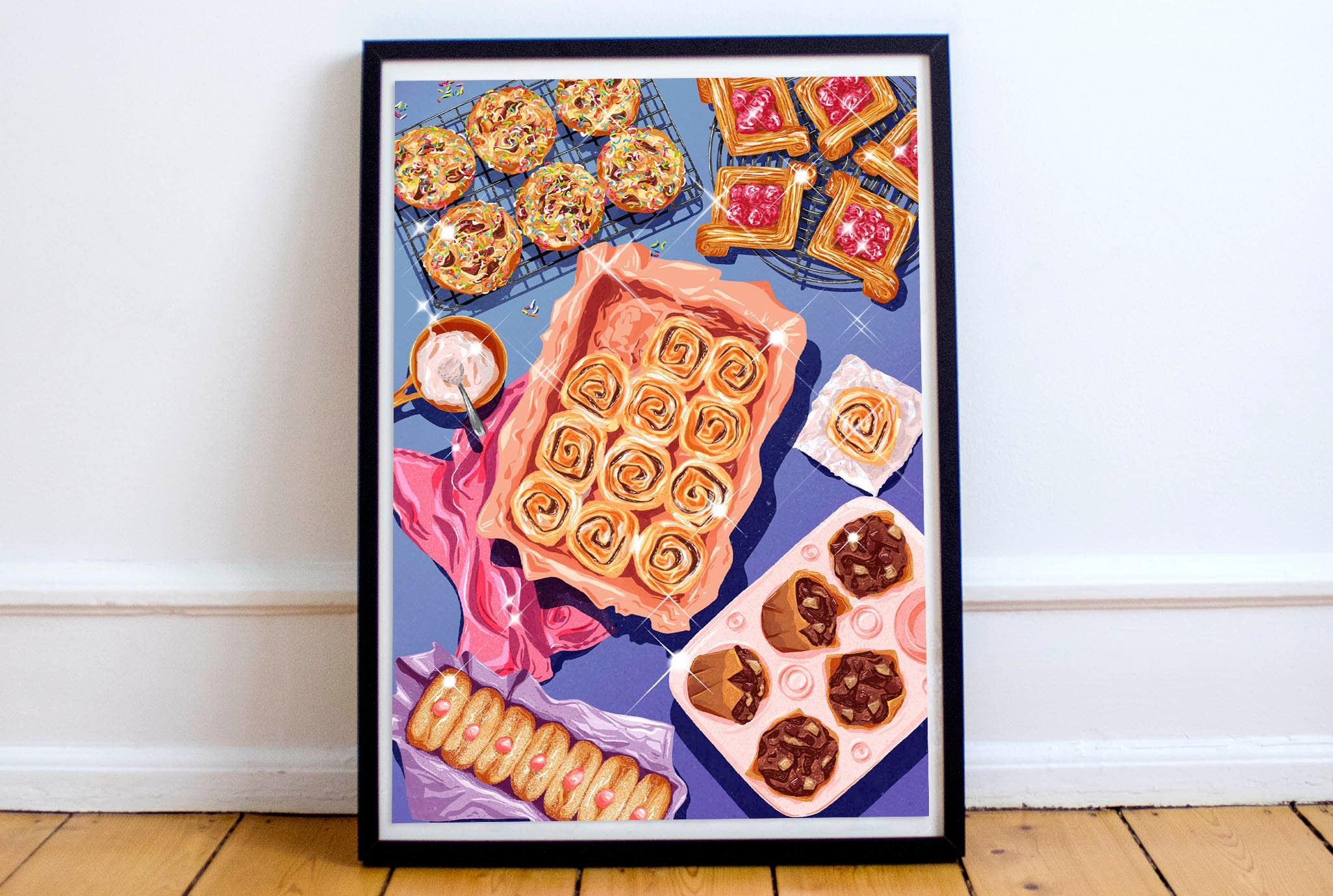 Bakery print Cakes and pastries illustration print Foodie - Etsy.de