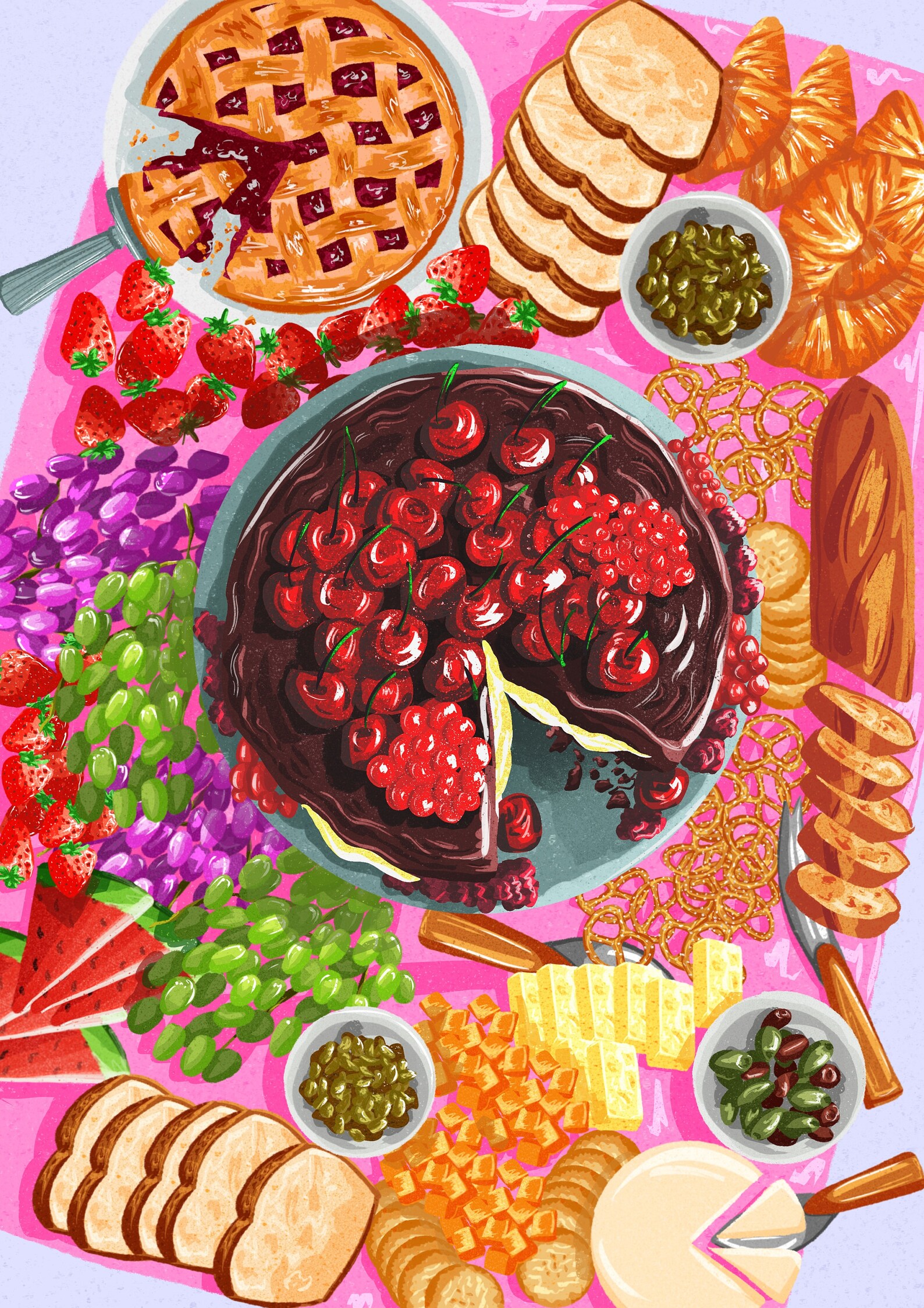 Feast Food Print Food Illustration Wall Art Dining Room - Etsy Ireland