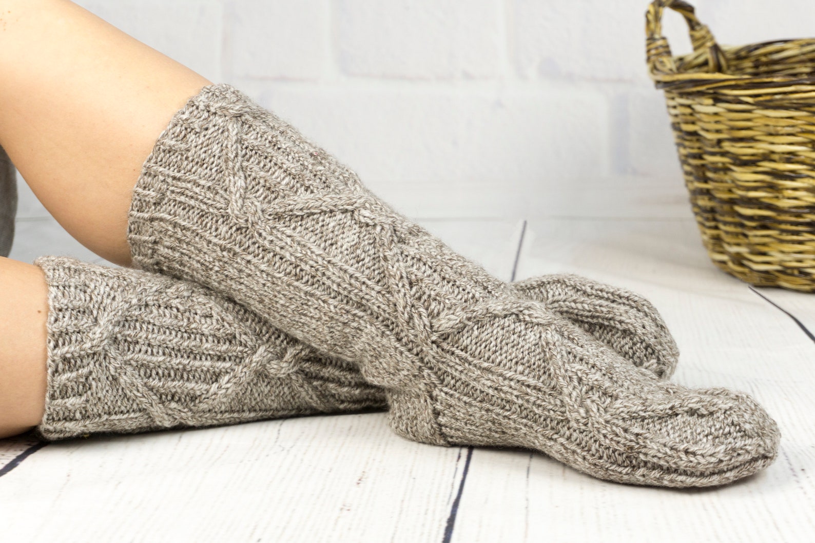 Knit Slipper Slouch Wool Socks Cute Cozy Bed Sock Handmade - Etsy