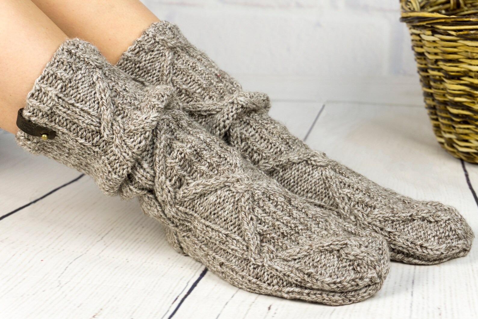 Knit Slipper Slouch Wool Socks Cute Cozy Bed Sock Handmade - Etsy