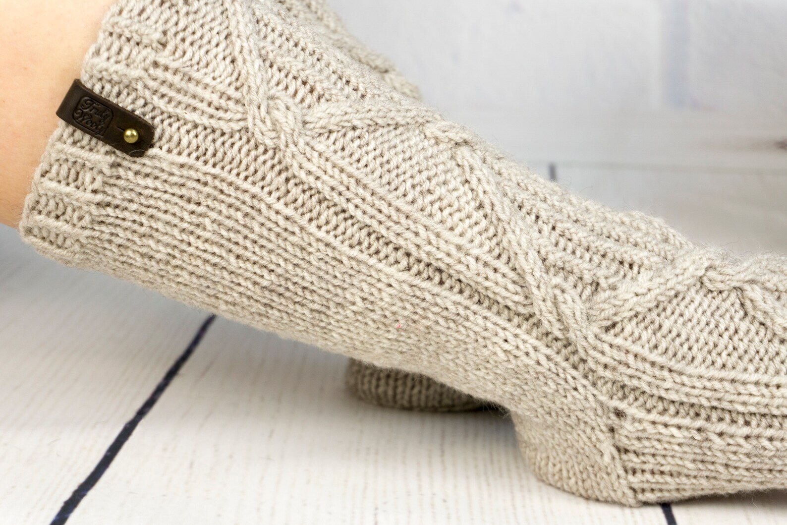 Knit slipper slouch wool socks Cute cozy bed sock Handmade | Etsy