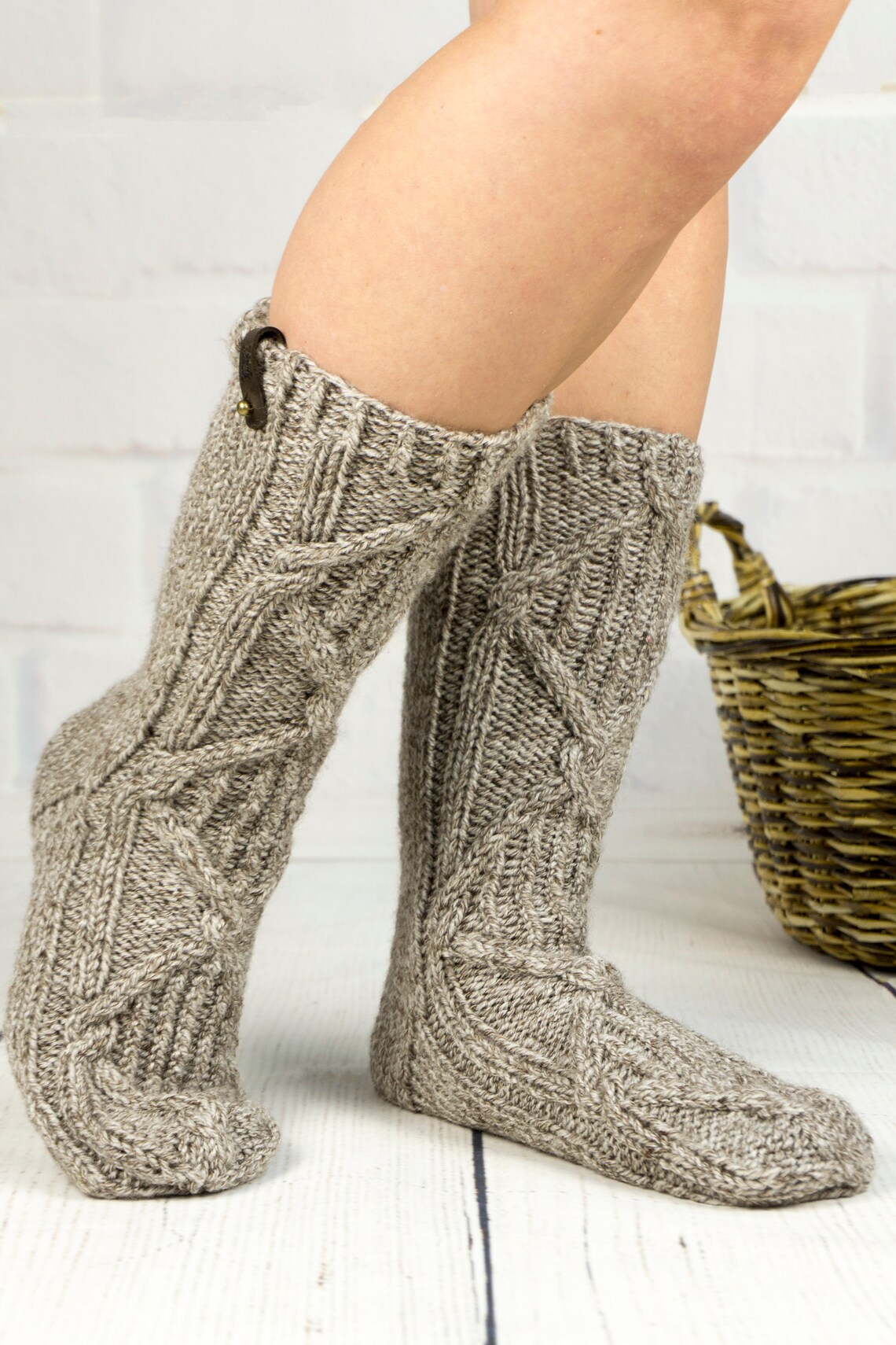 Knit Slipper Slouch Wool Socks Cute Cozy Bed Sock Handmade - Etsy