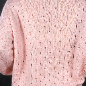 Cozy Hand-knitted Merino Wool off the Shoulder Sweater: Fluffy Pink ...