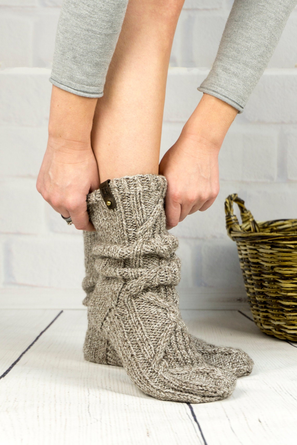 Knit Slipper Slouch Wool Socks Cute Cozy Bed Sock Handmade - Etsy