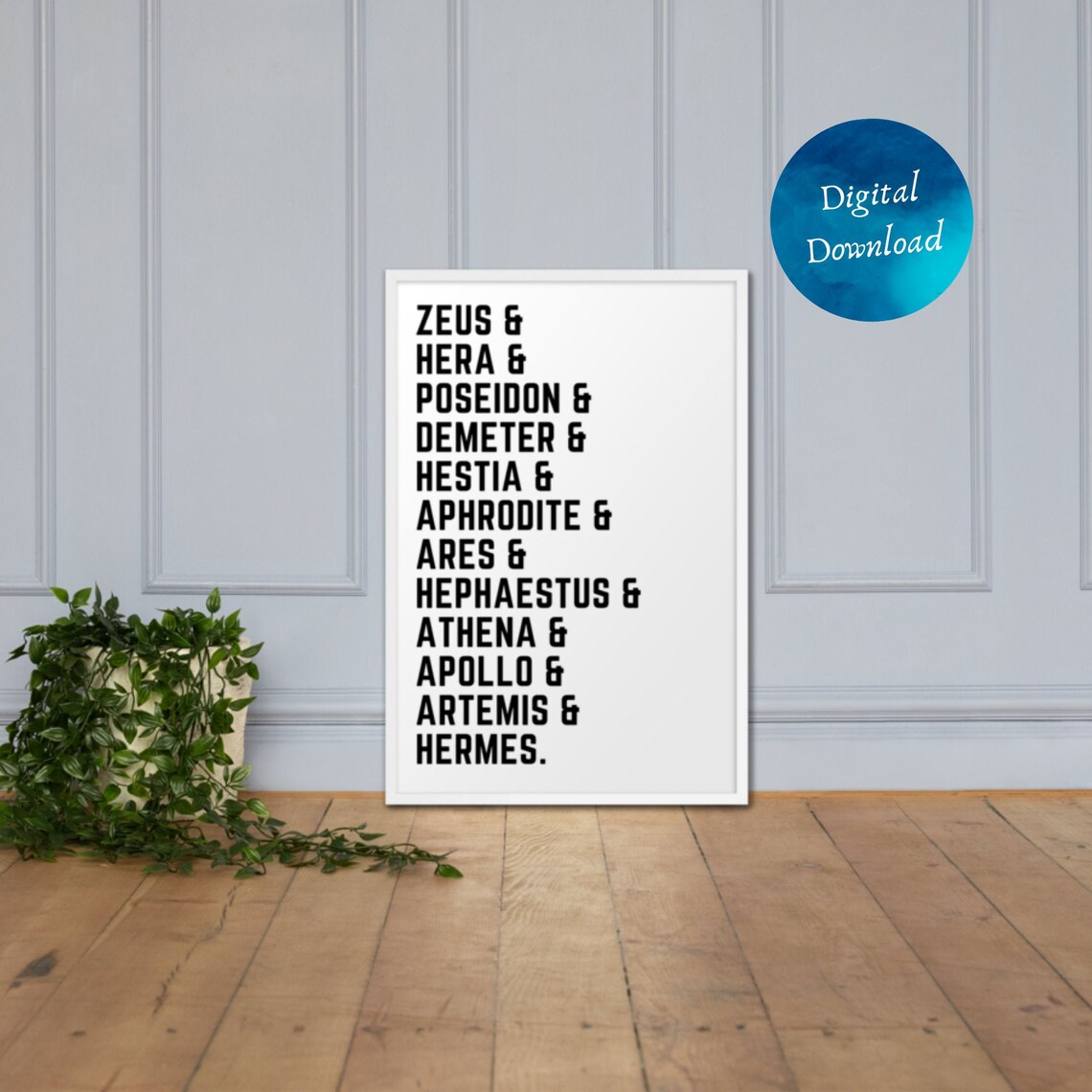 Gods of Olympus Character List Wall Art Greek Mythology Instant ...