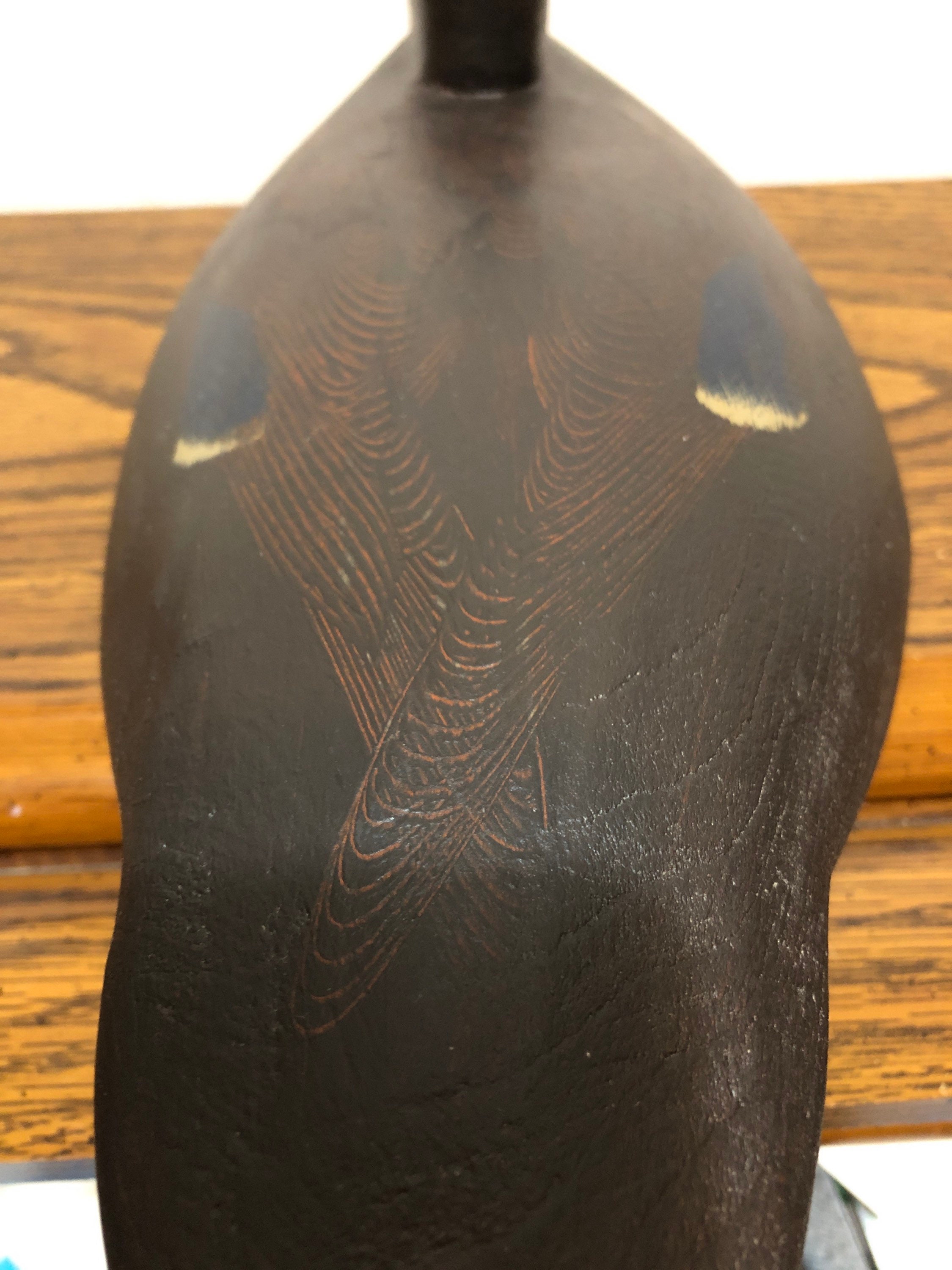 Beautiful Black Wooden Duck Decoy Signed by Artist Tom Martindale ...
