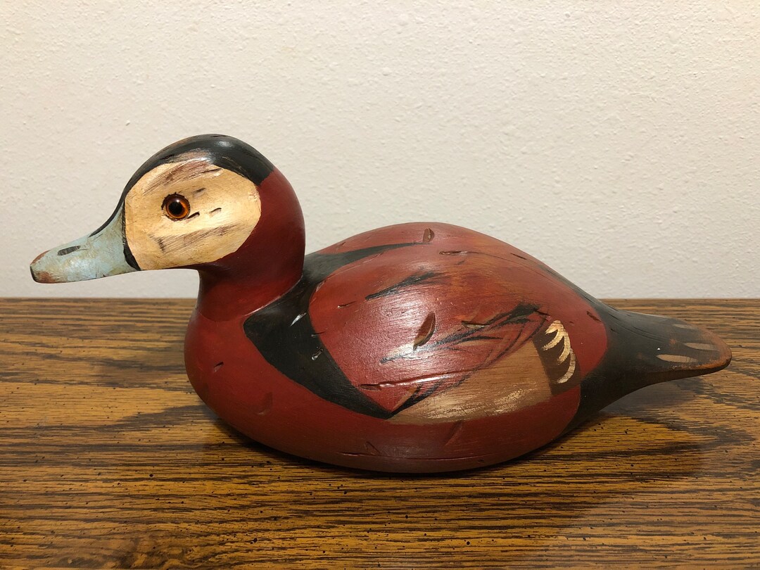 Beautiful Vintage Wooden Ruddy Duck Signed by Artist Richard Connelly ...